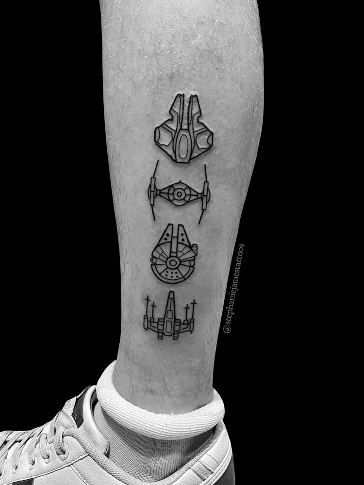 Linework, Blackwork, Star Wars tattoo by Stephanie James