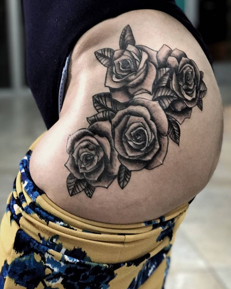 Black and Gray,Flower,Realism tattoo by Arianna Elise
