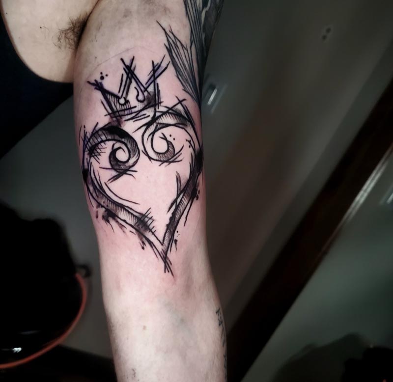 Sketchy,Blackwork,Heart,Linework tattoo by Arianna Elise