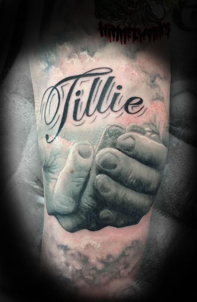 Surrealism, Color, Lettering and Script tattoo by