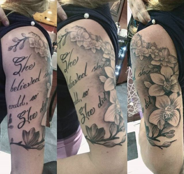 Black and Gray,Lettering and Script tattoo by