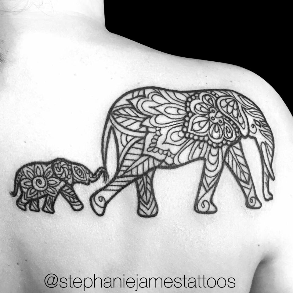 Geometric, Blackwork, Animal tattoo by Stephanie James