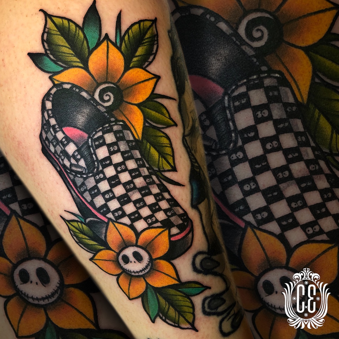 Neotraditional, Flower, Disney, Illustrative tattoo by Chris X Edge